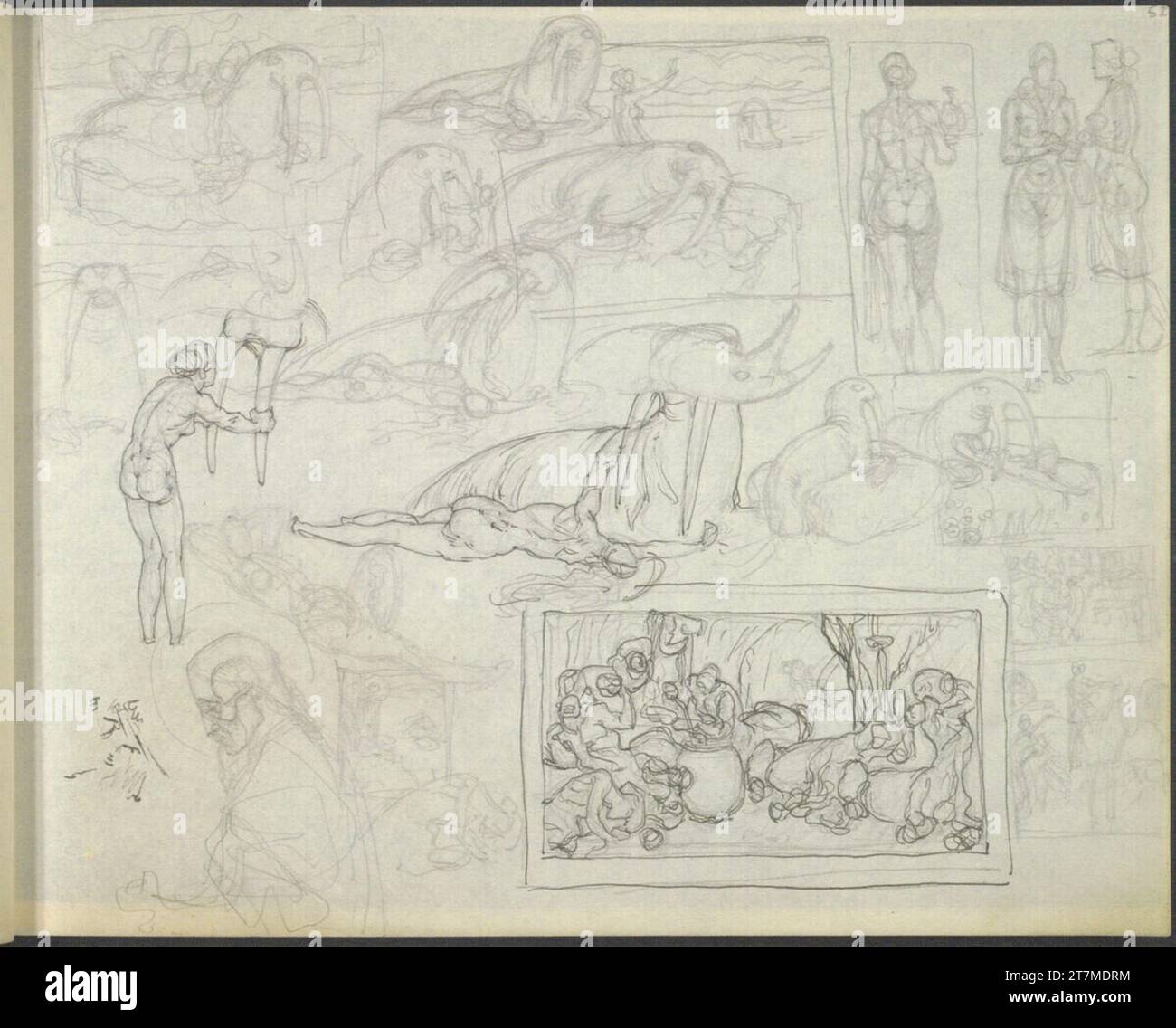 Alexander Rothaug Different sketches. Pencil; Ink spring around 1930 ...