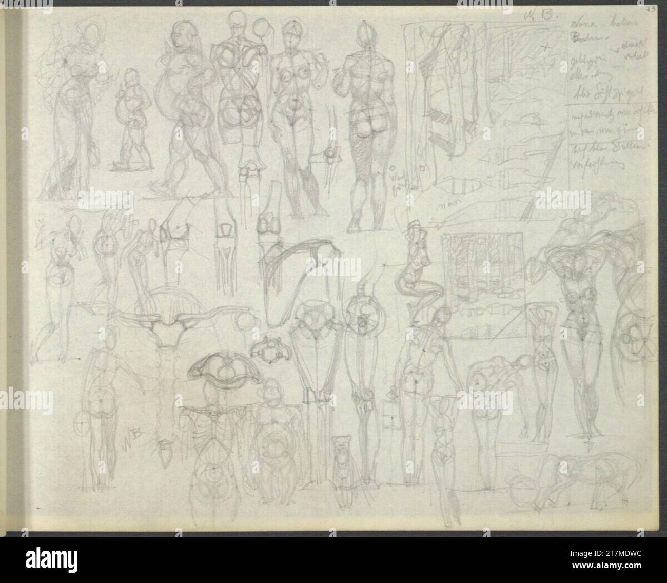 Alexander Rothaug Different sketches. Pencil around 1930 Stock Photo ...