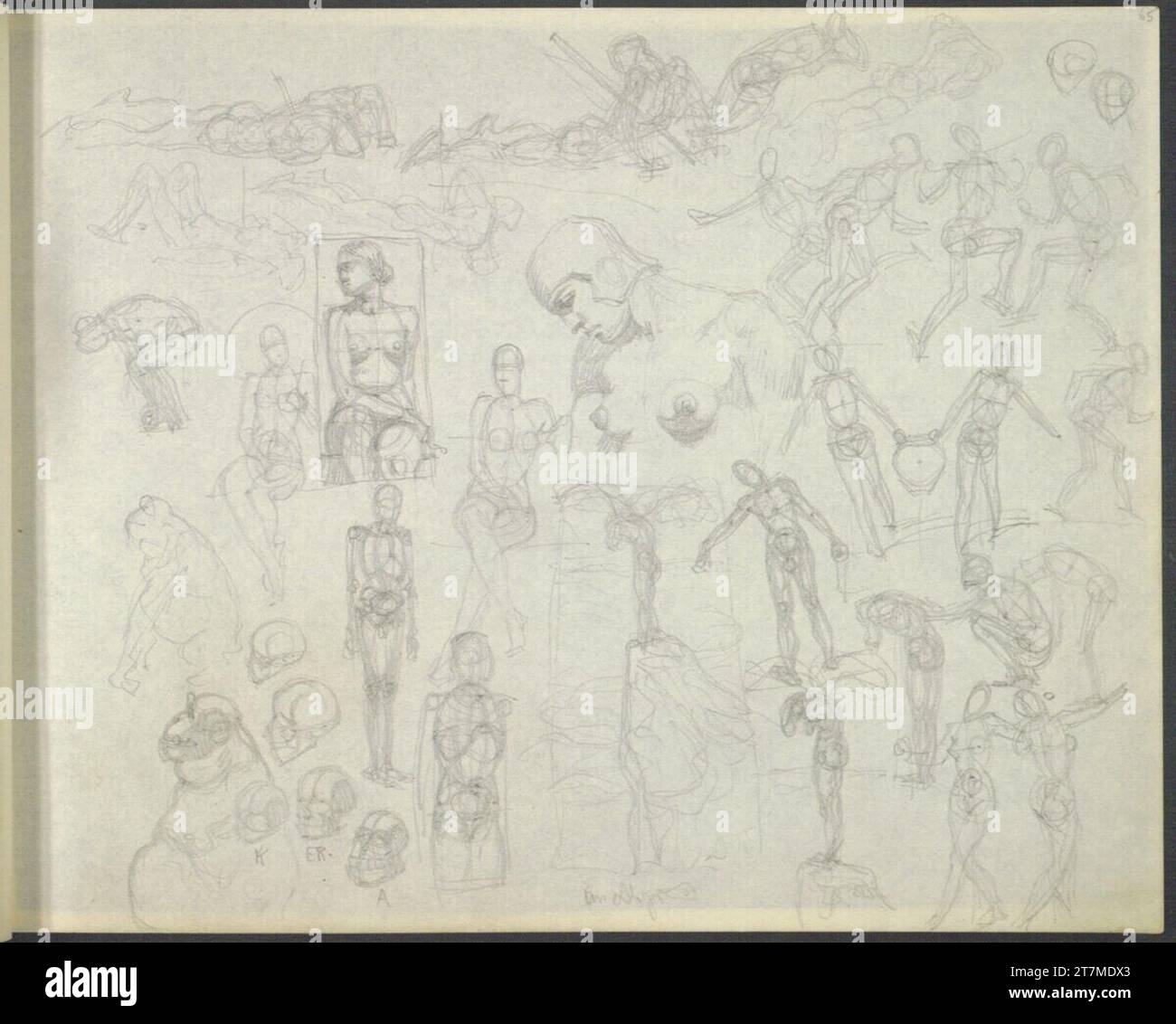 Alexander Rothaug Different sketches. Pencil around 1930 Stock Photo ...