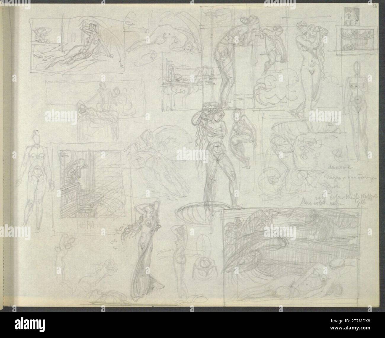 Alexander Rothaug Different sketches; "Hero". Pencil around 1930 Stock ...