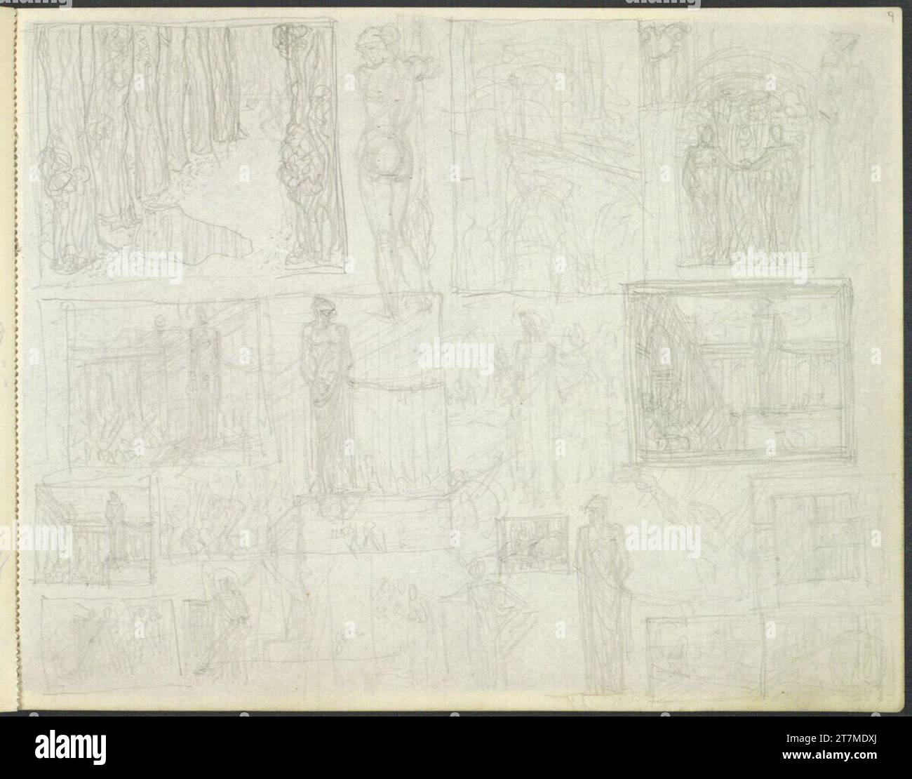 Alexander Rothaug Different sketches. Pencil around 1930 Stock Photo ...