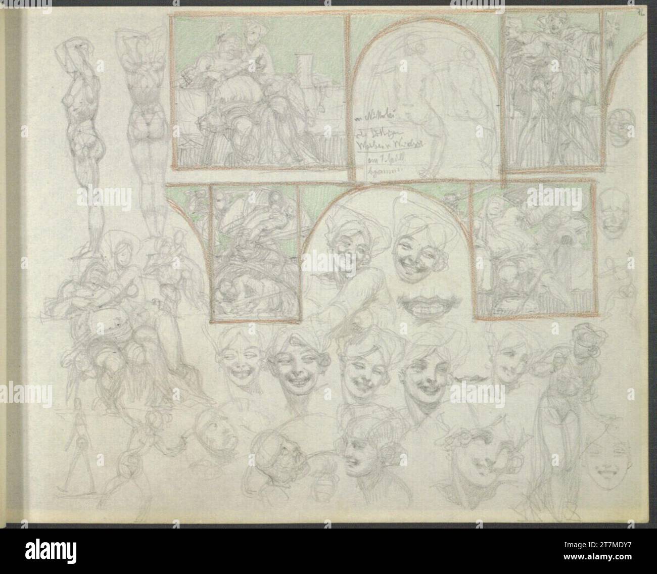 Alexander Rothaug Different sketches. Pencil; color pencil around 1930 ...