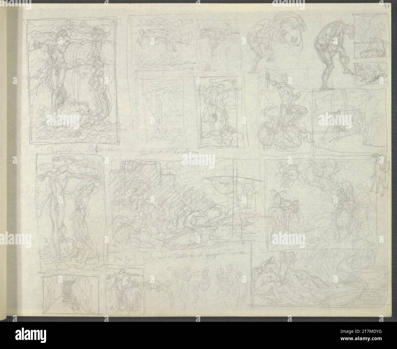 Alexander Rothaug Different sketches. Pencil around 1930 Stock Photo ...