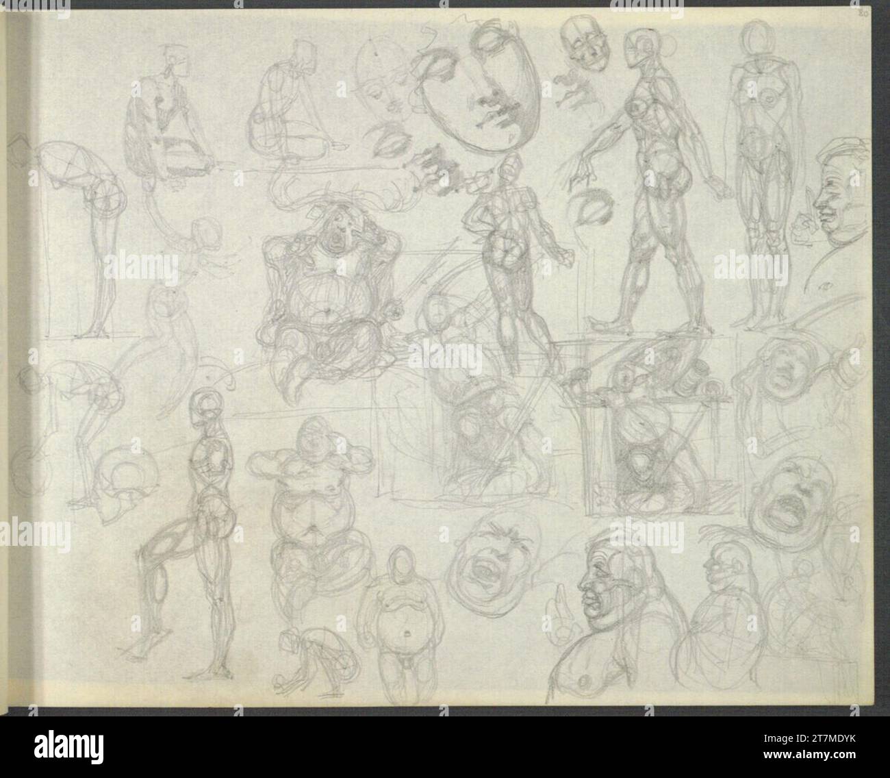 Alexander Rothaug Different sketches. Pencil around 1930 Stock Photo ...