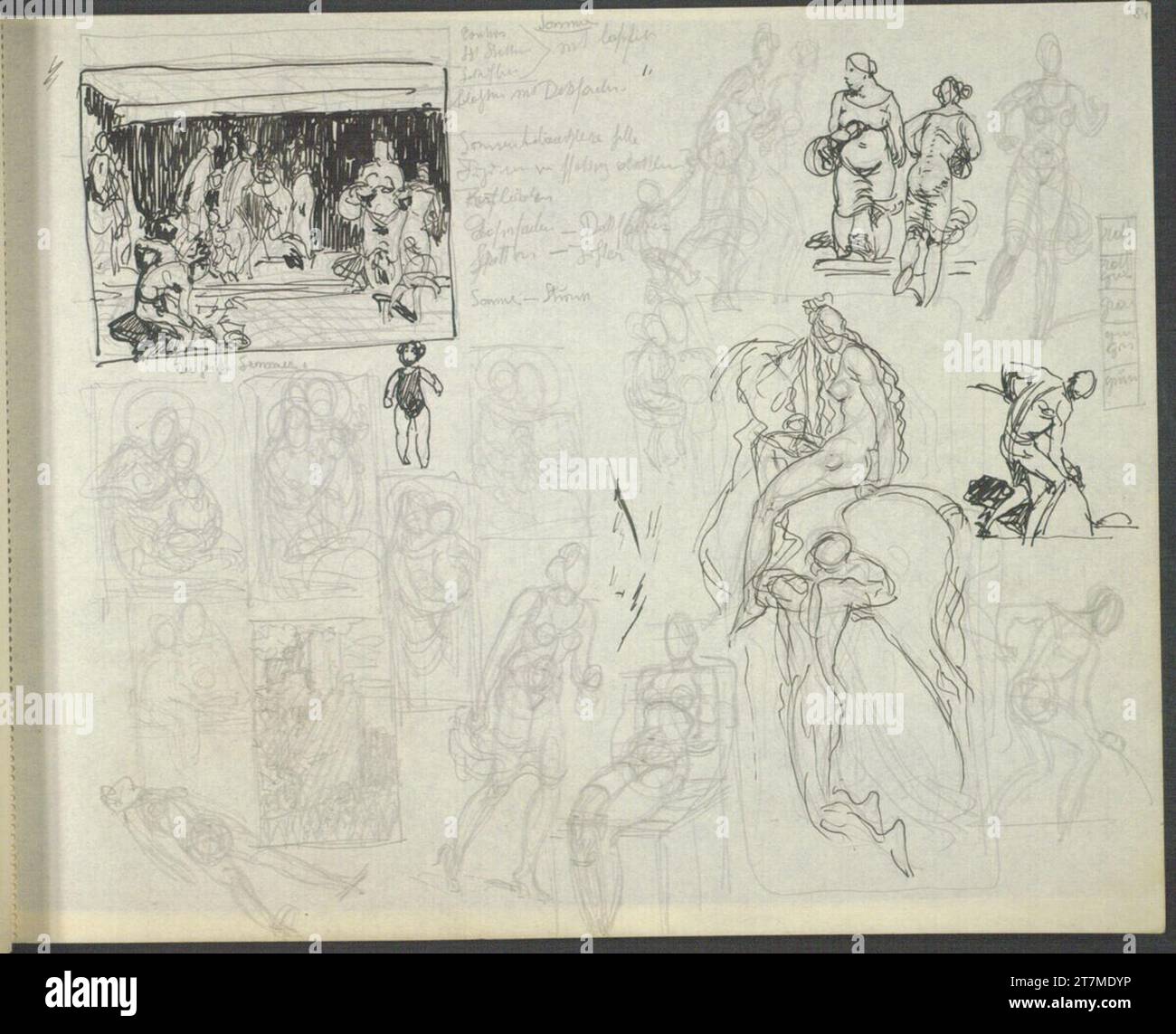 Alexander Rothaug Different sketches. Pencil; Ink spring around 1930 ...