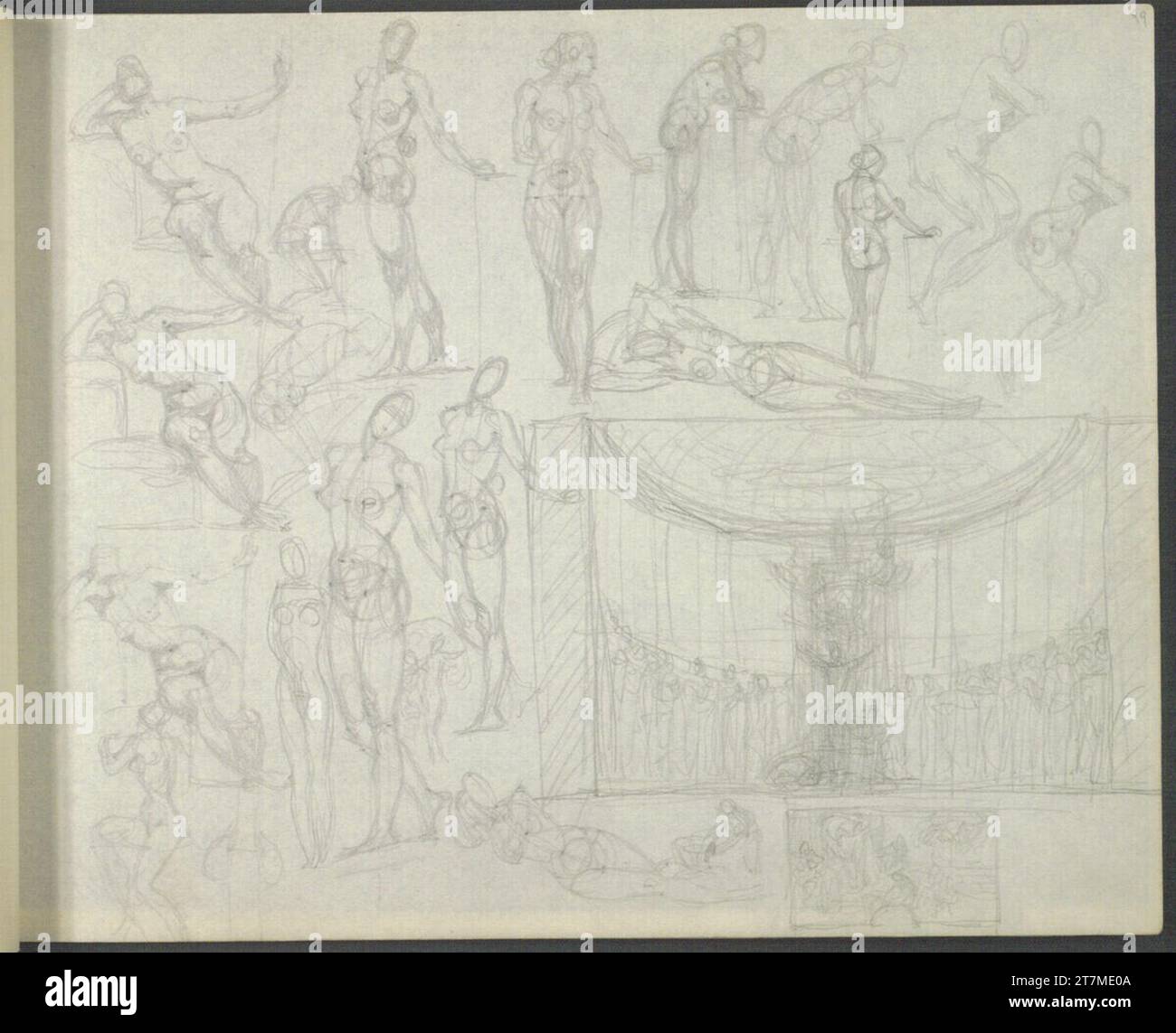 Alexander Rothaug Different sketches. Pencil around 1930 Stock Photo ...