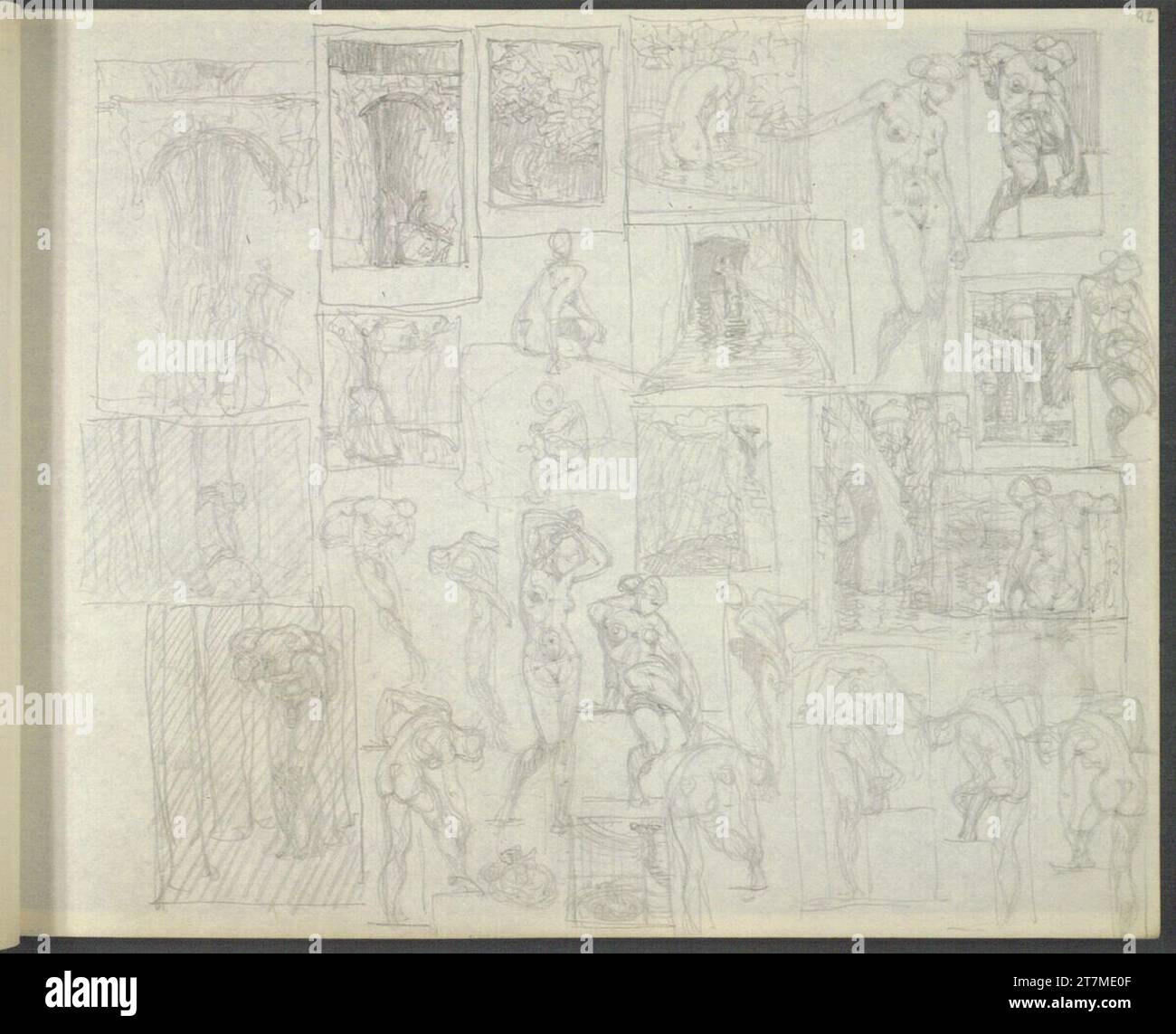 Alexander Rothaug Different sketches. Pencil around 1930 Stock Photo ...