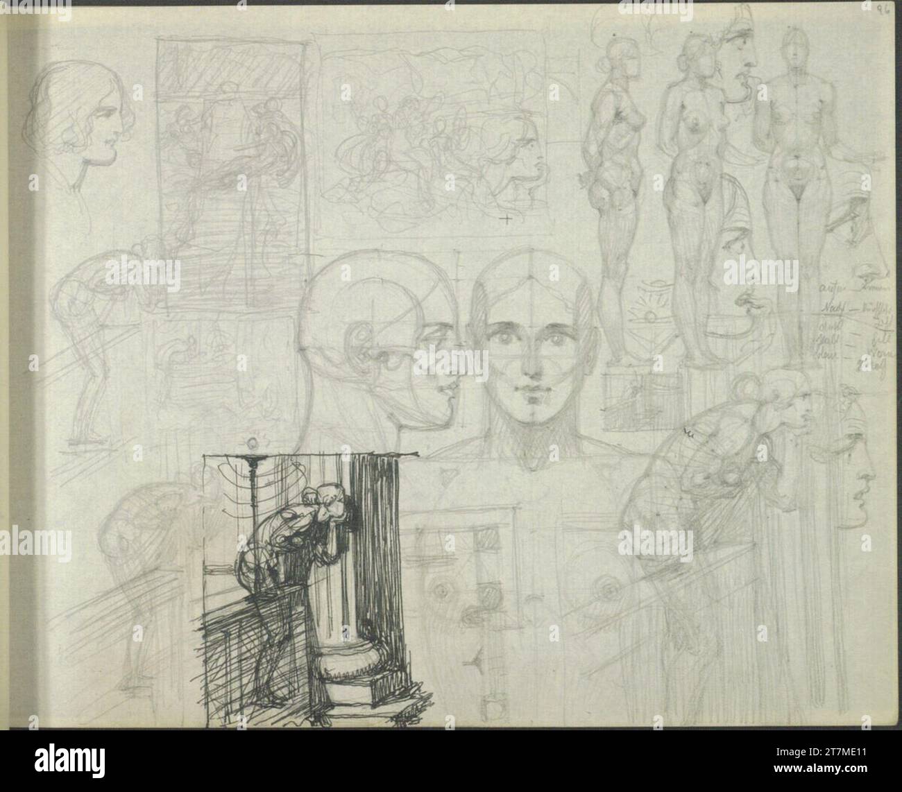 Alexander Rothaug Different sketches. Pencil; Ink spring around 1930 ...