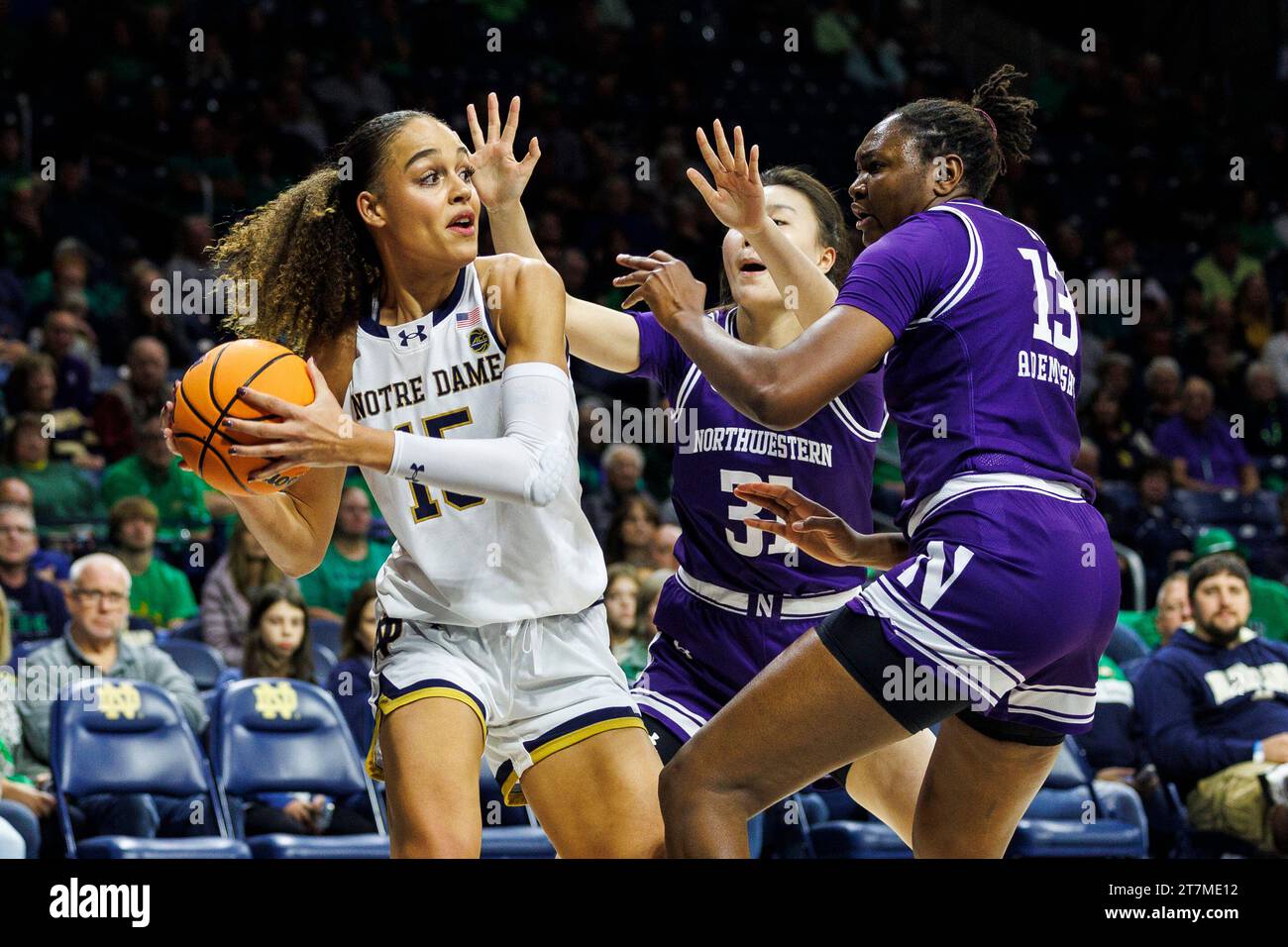 November 15, 2023: Notre Dame forward Natalija Marshall (15) looks to ...