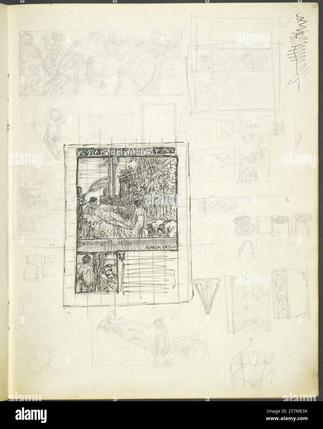 Alexander Rothaug Different sketches; "Semiramis". Pencil; Ink spring ...