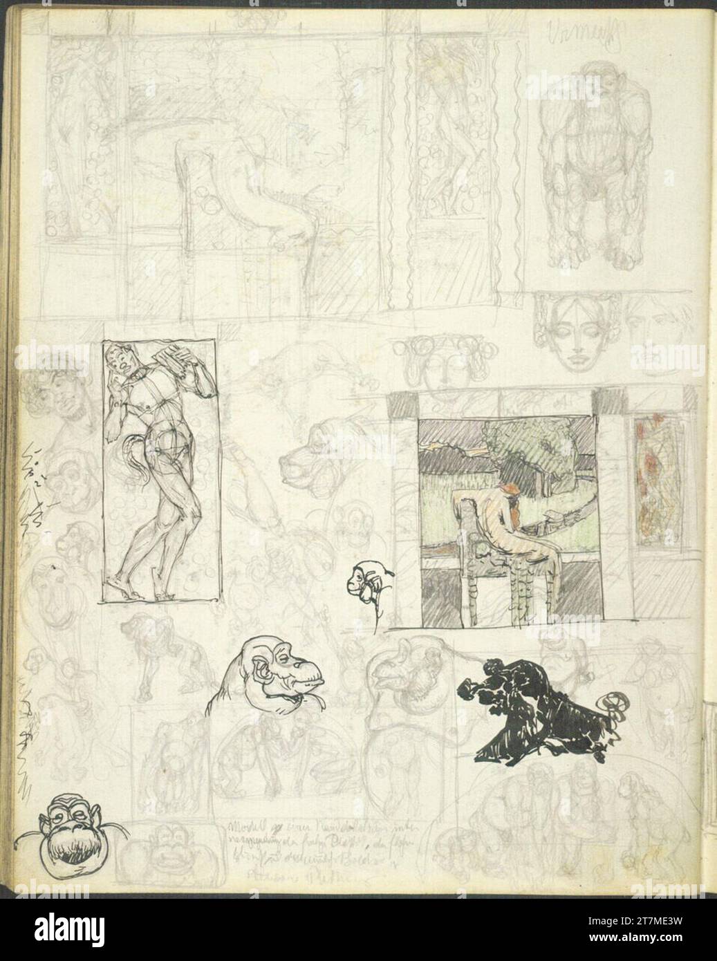 Alexander Rothaug Different sketches. Pencil; Ink feather; color pencil ...