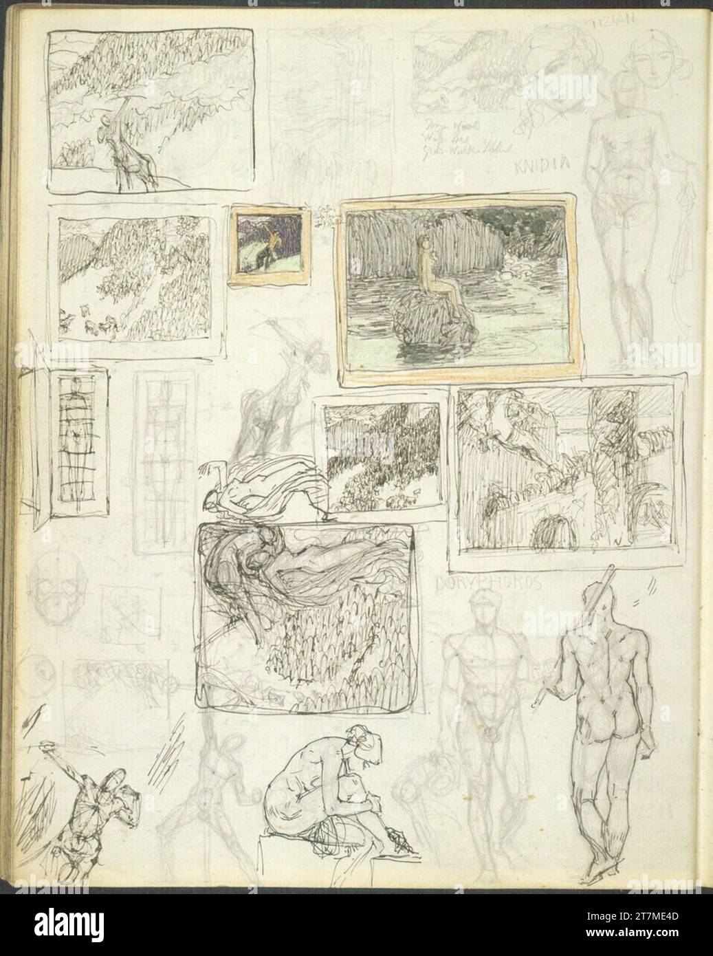 Alexander Rothaug Different sketches; "Titian". Pencil; Ink feather ...