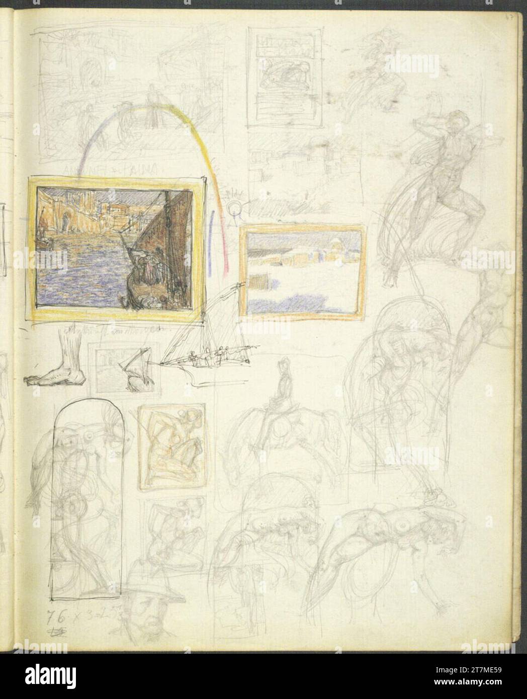 Alexander Rothaug Different sketches. Pencil; Ink feather; color pencil ...