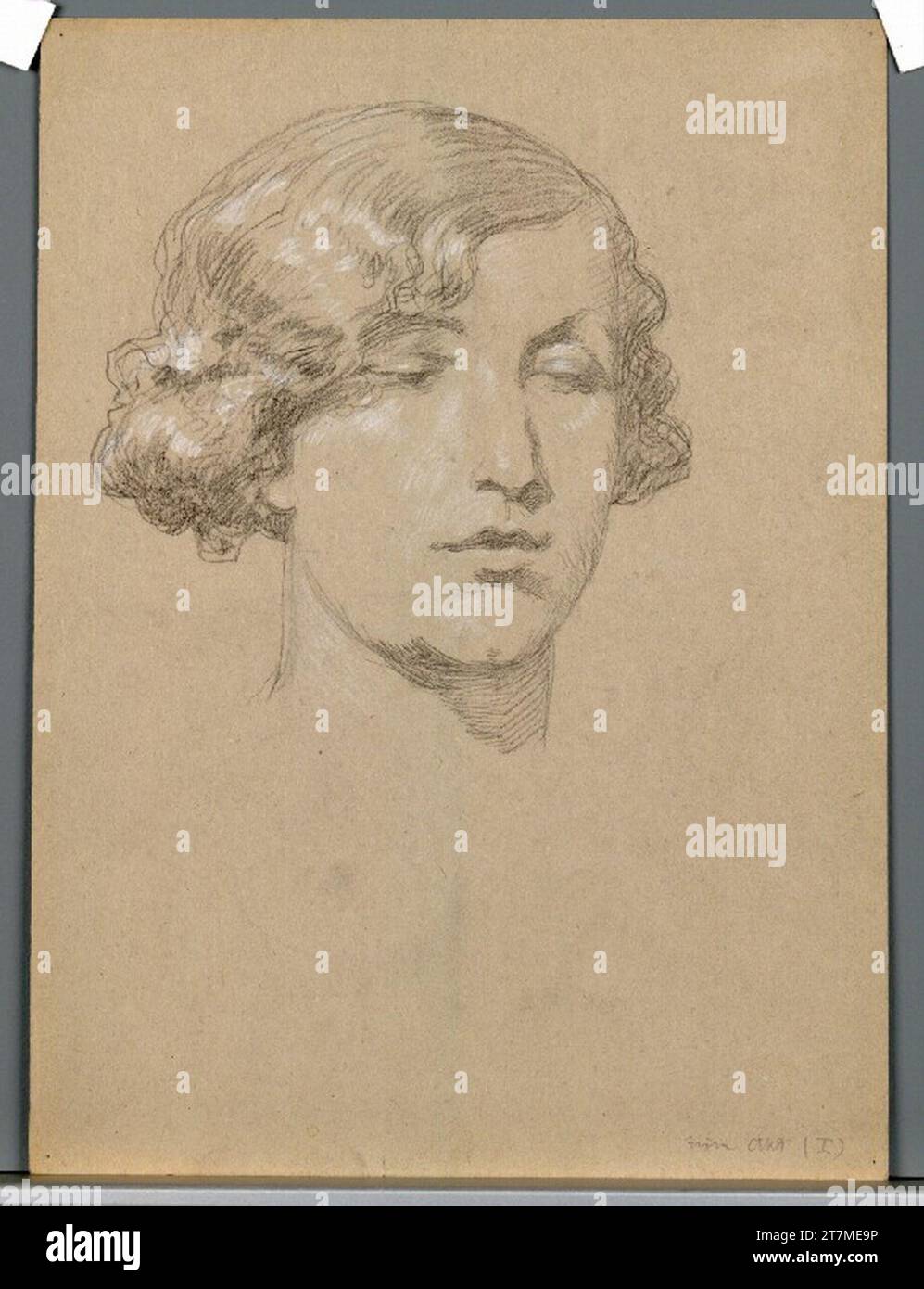 Alexander Rothaug Female head study. Pencil, chalk, white heighted ...