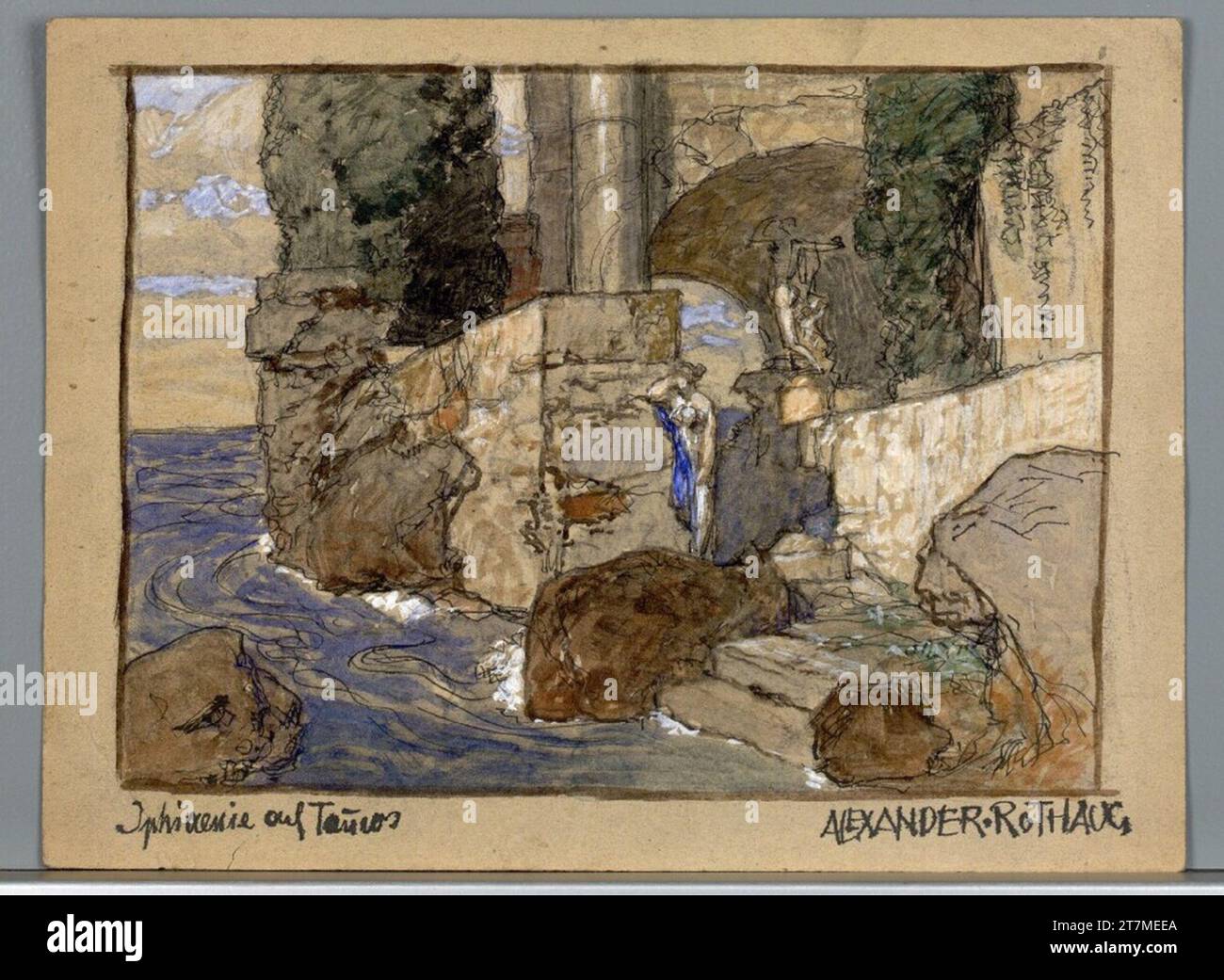 Alexander Rothaug IPhiaenie auf bulls. Watercolor, deck white, ink ...