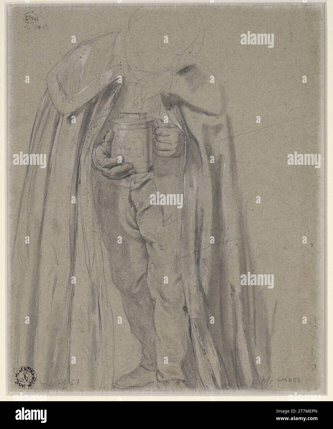 Josef Danhauser Variant to the penny of the widow. Pencil, deck white ...