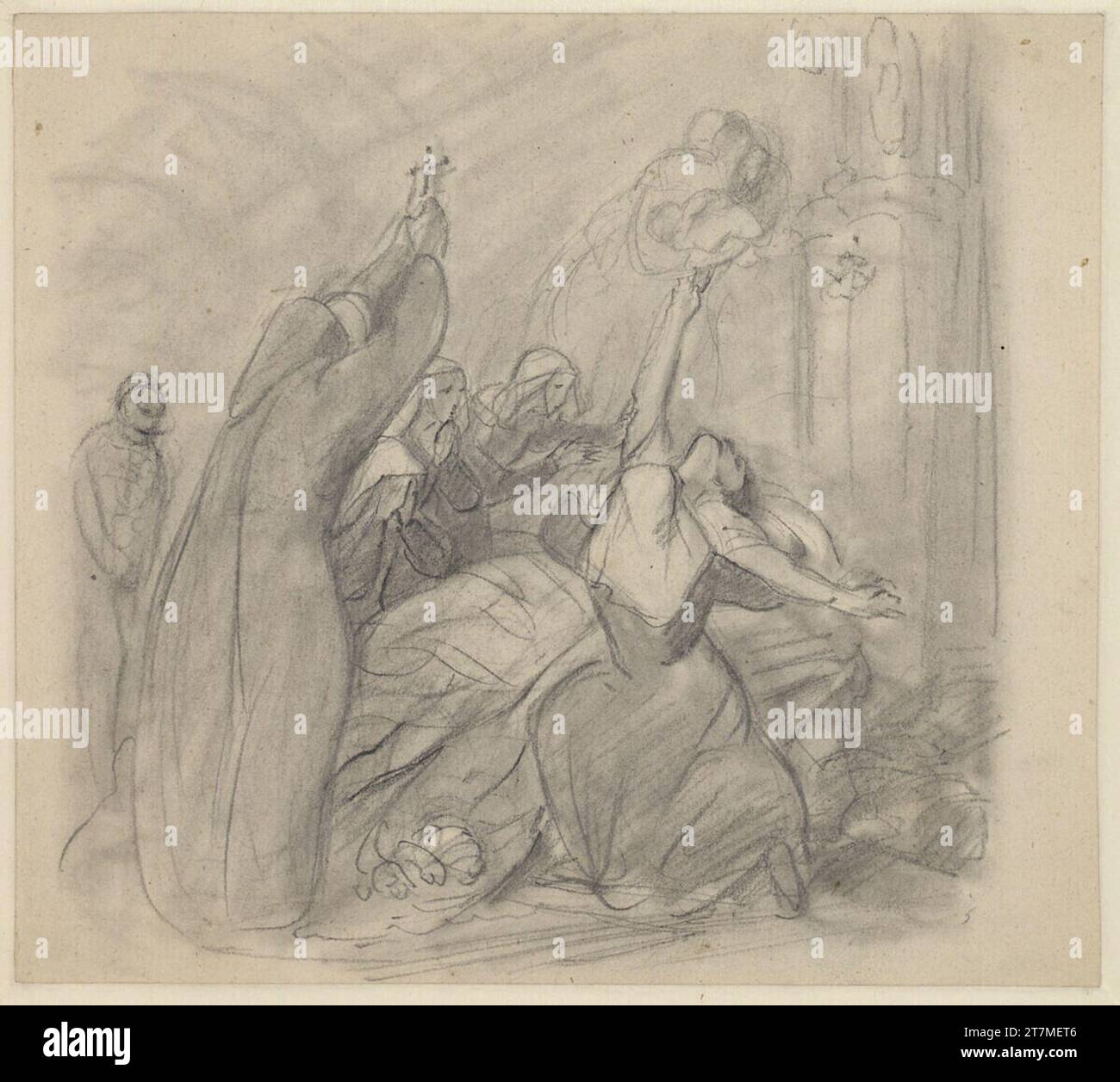 Josef Danhauser Figurative scene. Pencil, wiped around 1840 Stock Photo ...