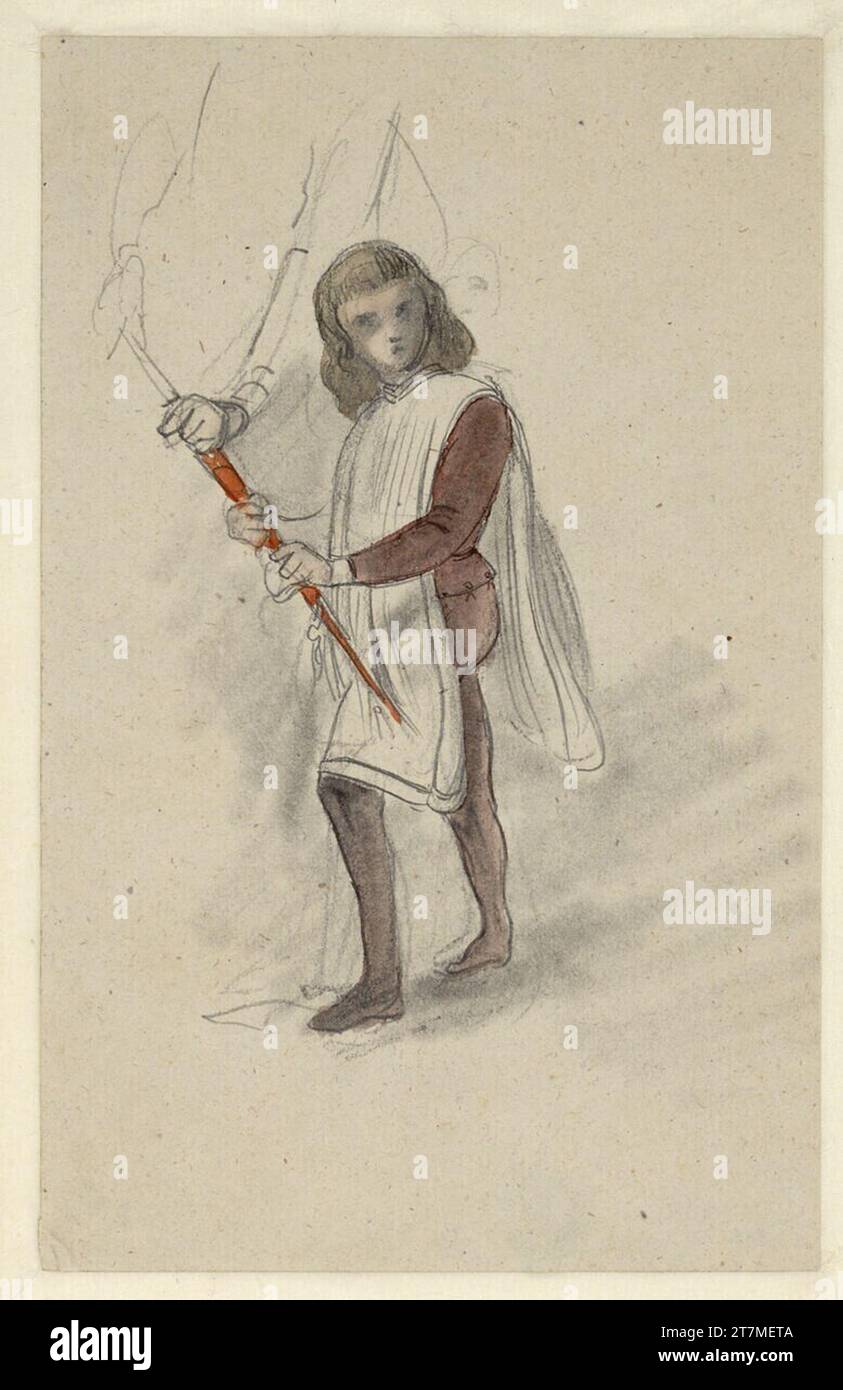 Josef Danhauser Historizing robe studies. Pencil, watercolor Stock ...