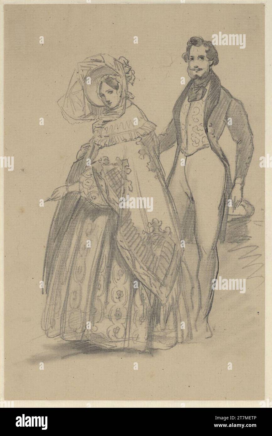 Josef Danhauser Two robe studies. Pencil Stock Photo - Alamy