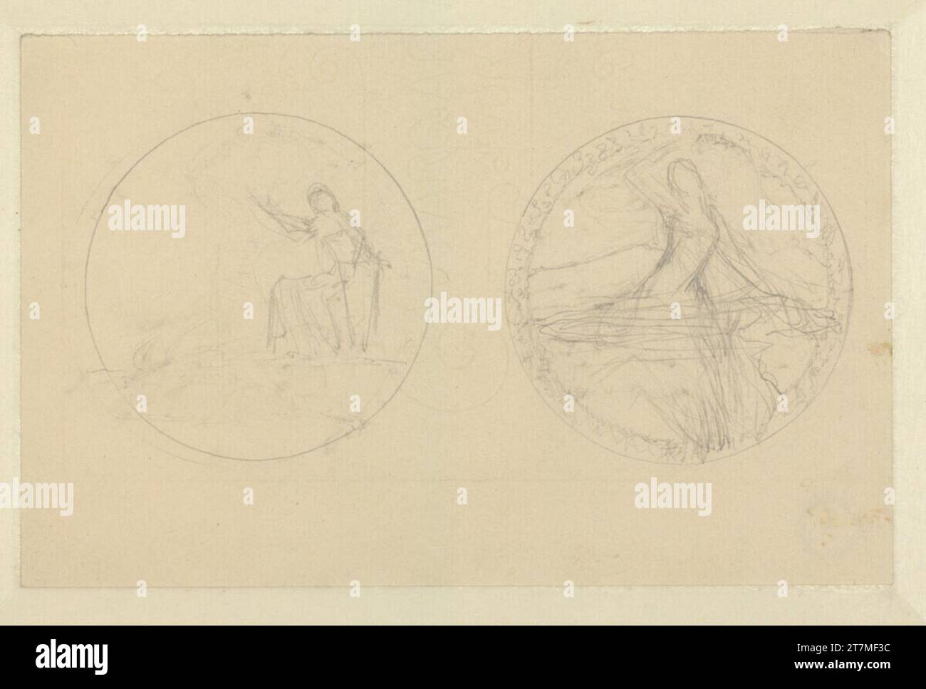 Stephan Schwartz Indefinite medal design. Pencil, yellowish paper 1908 ...
