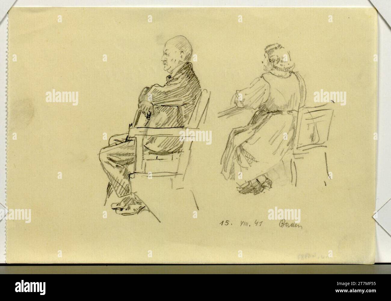 Josef Engelhart Back and side view of two seats. Pencil 1941 , 1941 ...