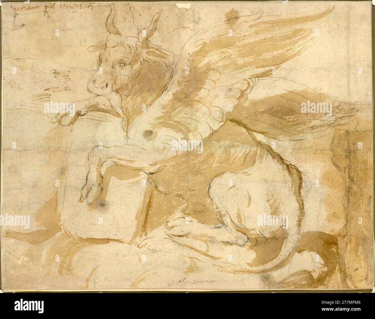 Giulio Romano The winged bull, the symbol of the evangelist Lukas ...