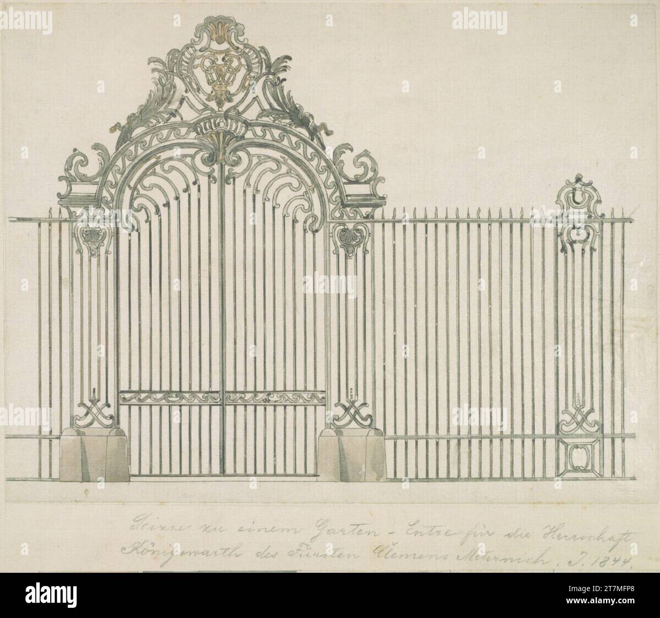 Johann Julius Romano von Ringe Draft for a wrought iron garden gate ...
