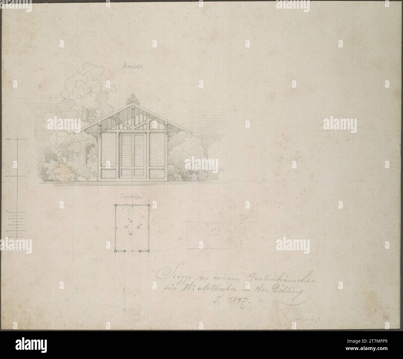 Johann Julius Romano von Ringe Design of a garden shed for Mr. Art ...