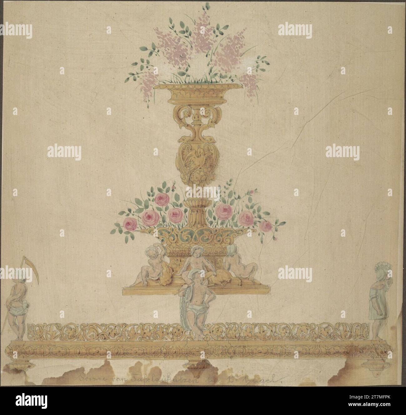 Johann Julius Romano von Ringe Design for table attachments for Baron ...