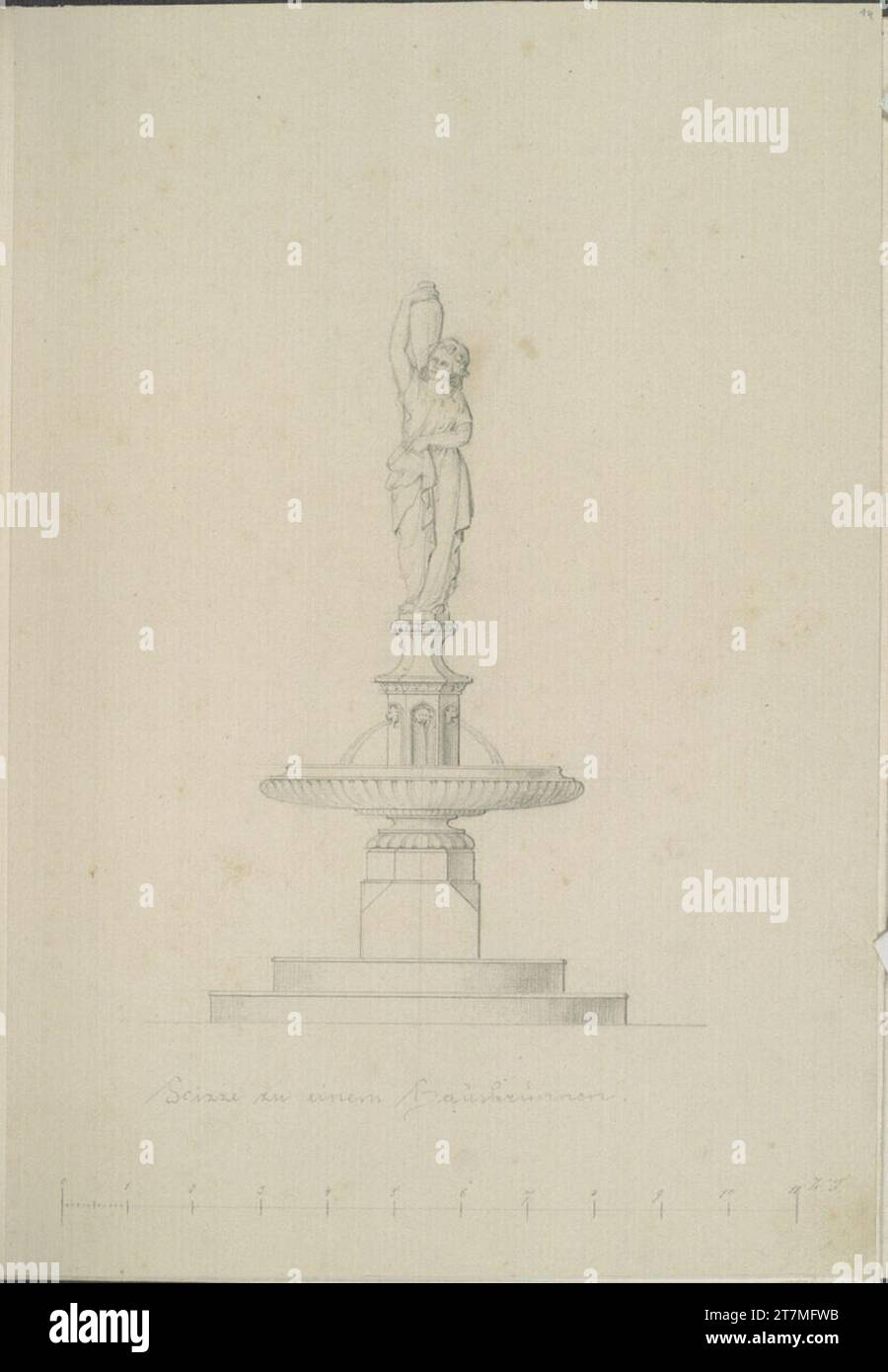 Johann Julius Romano von Ringe Draft for a house fountain. Pencil ...
