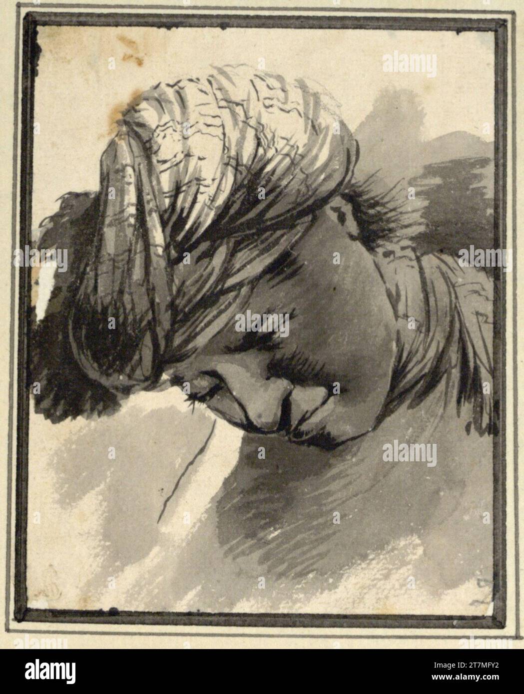 Christian Wilhelm Ernst Dietrich Poor head inclined to the front. Brush ...