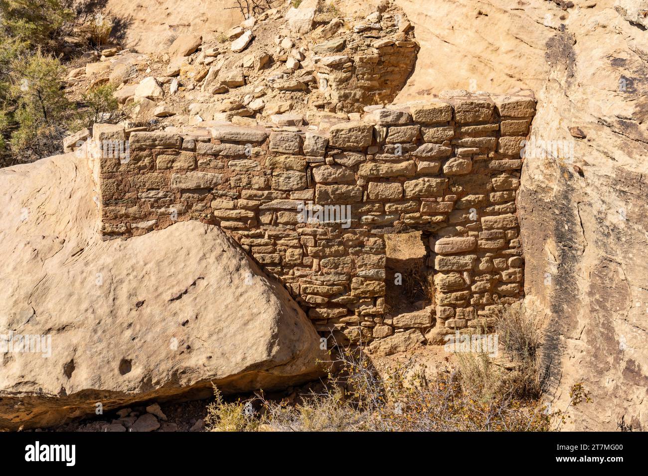 The ruins of Ancestral Puebloan structures at the Cajon Pueblo ...