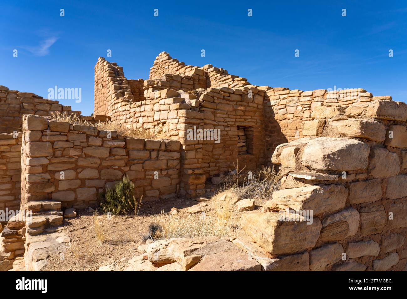 The ruins of Ancestral Puebloan structures at the Cajon Pueblo ...