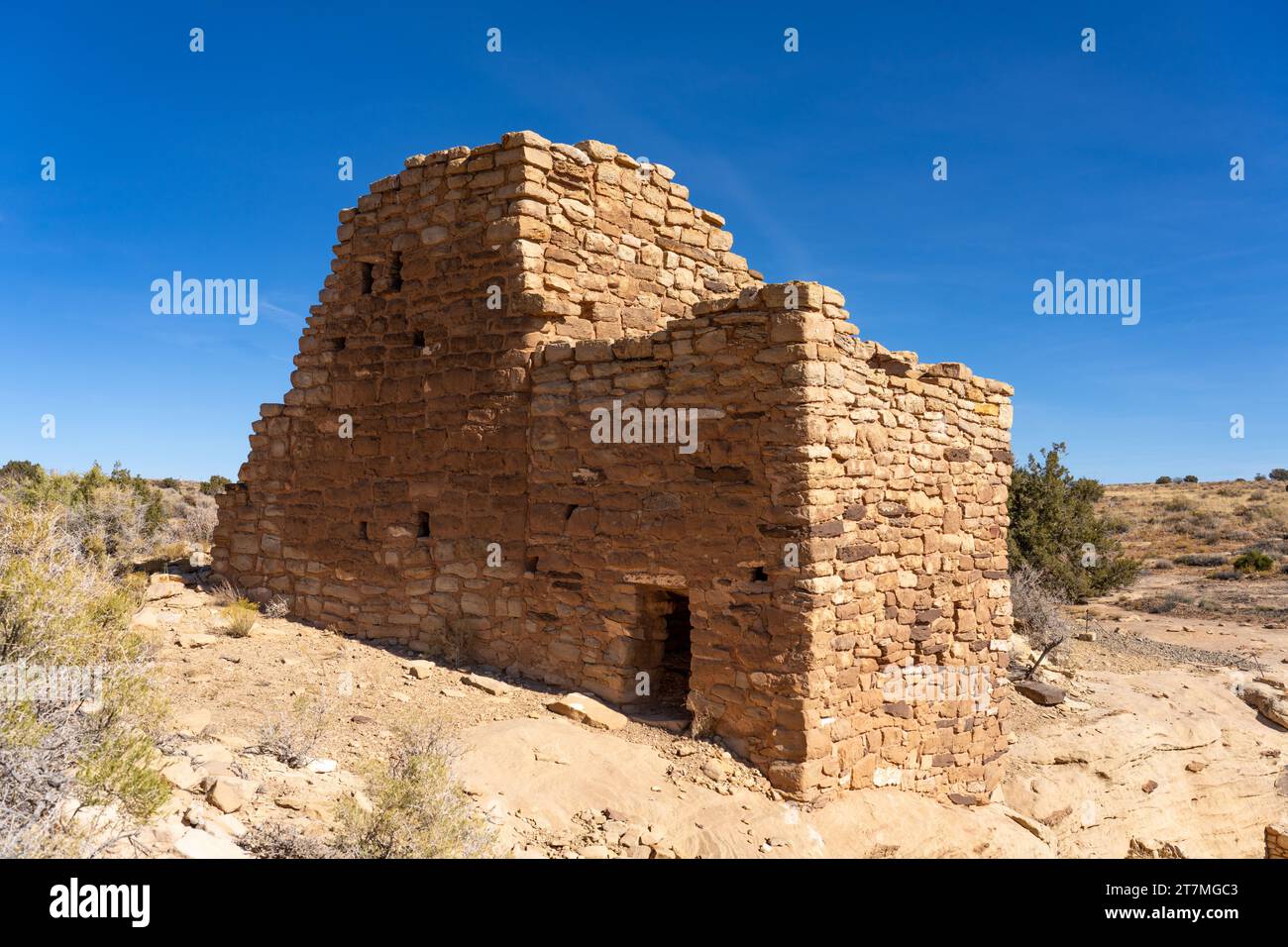 The ruins of Ancestral Puebloan structures at the Cajon Pueblo ...