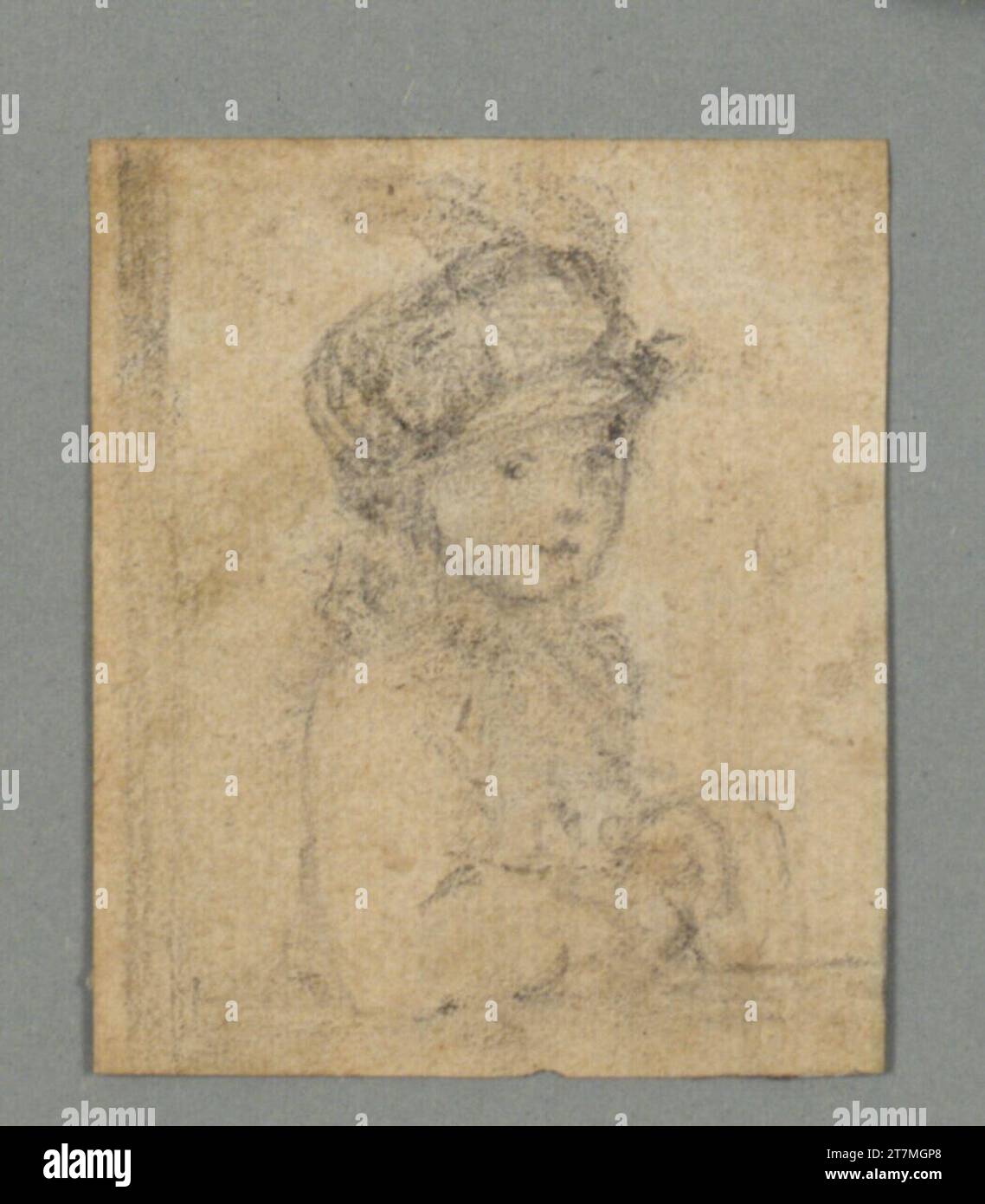 Christian Wilhelm Ernst Dietrich Study after a boys' head. Chalk Stock ...