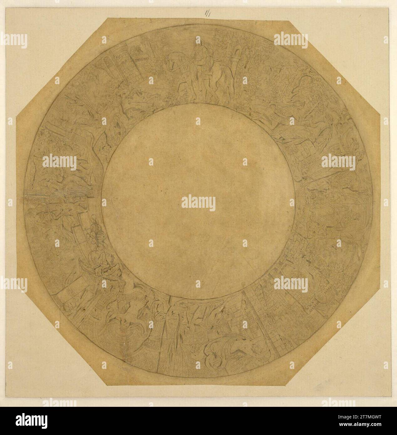 Moritz von Schwind The beautiful melusine. Pencil on paus paper around ...