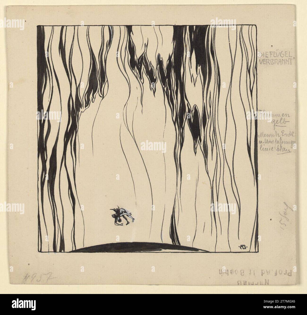 Adolf Böhm The wings burned. Feder, brush, ink, deck white Stock Photo ...