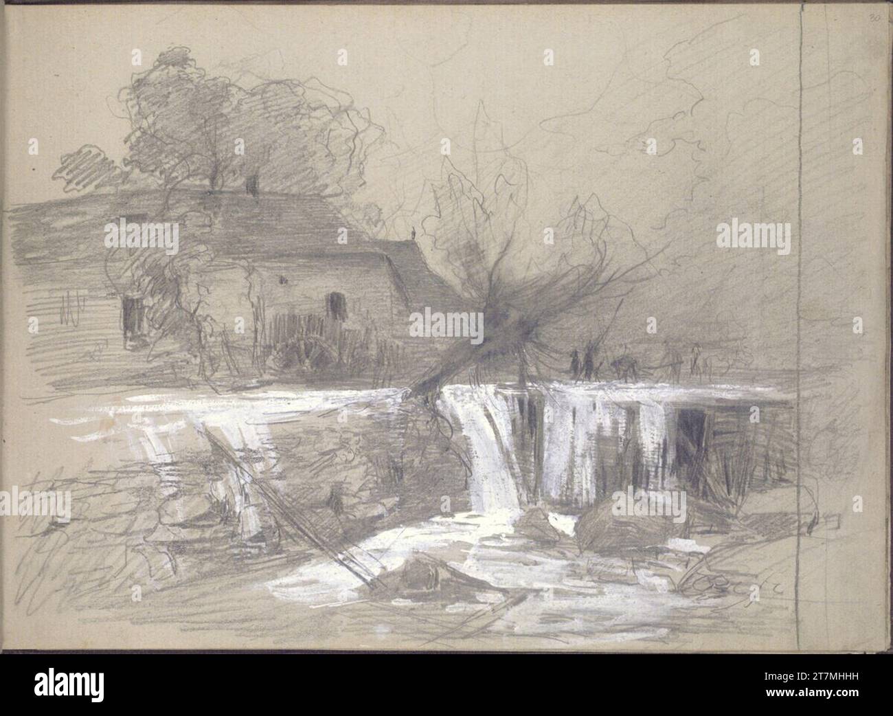 Ludwig Rösch Sketch of a mill. Pencil; Deck white Sketchbook: 1882-1885 ...