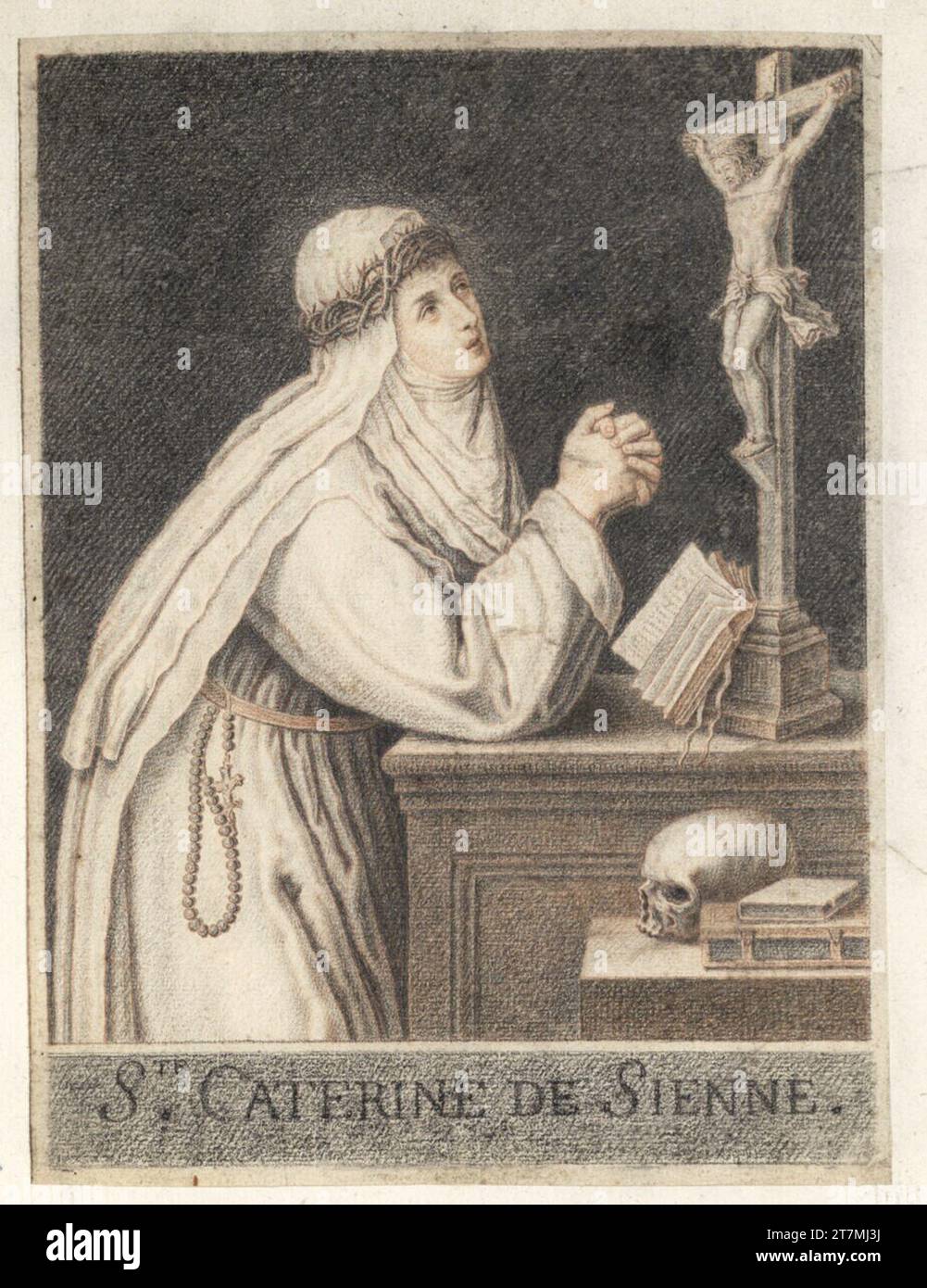 Nicolas Bazin Saint Katharina of Siena. Redel, black chalk Stock Photo ...