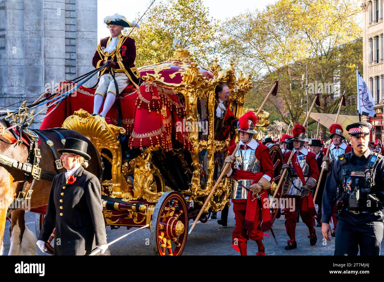 The Lord Mayor In A Gold Carriage Waves To The Crowds During The Lord ...