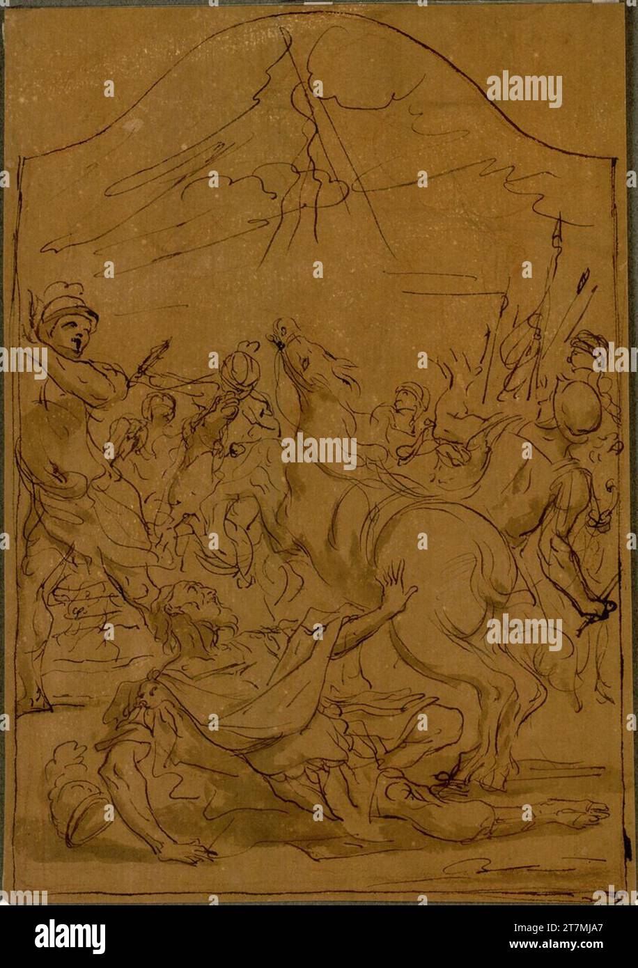 Giovanni Battista Benaschi Paulusburz. Feder, brush in gray, on primed ...