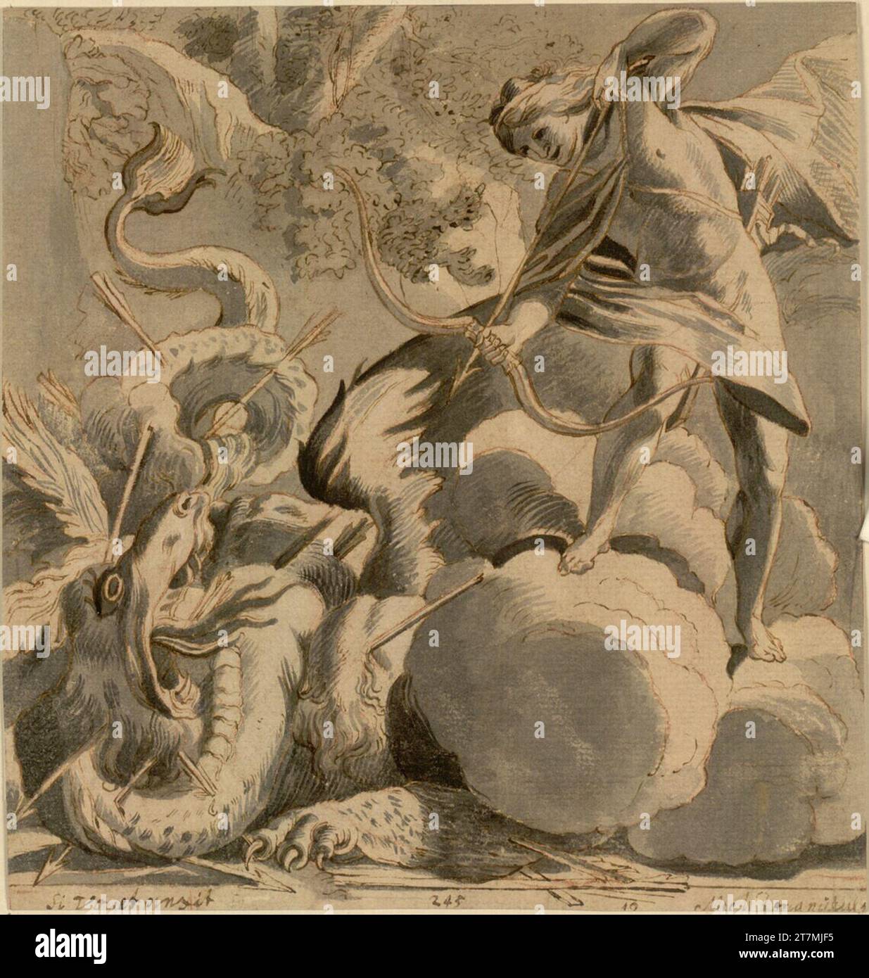 Simon Vouet Dragon fight of the Archangel Michael. Feather Stock Photo ...