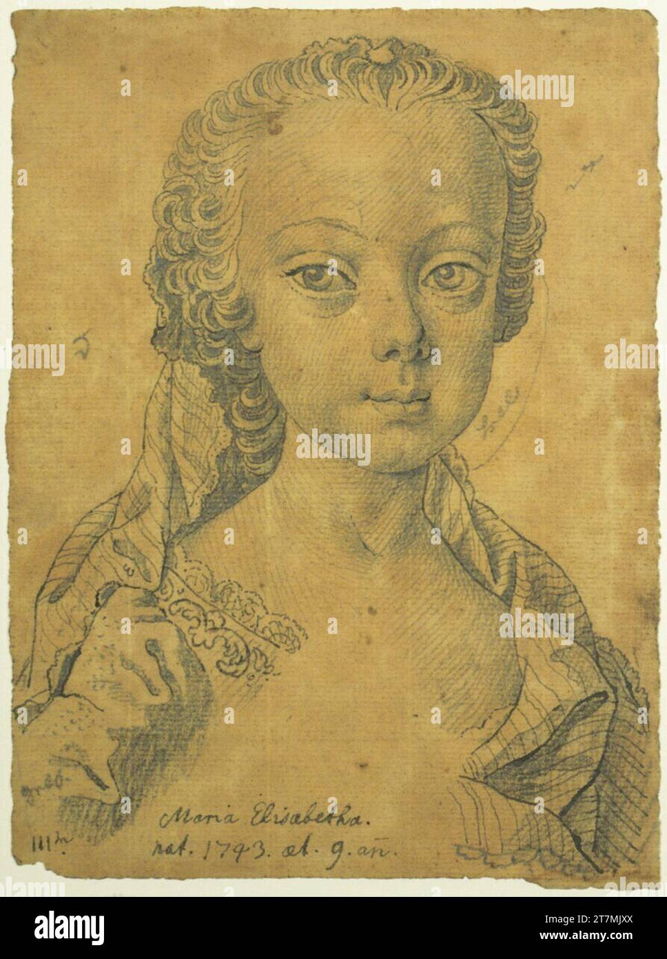 Martin van Meytens der Jüngere Portrait Maria Elisabetha. Pencil, ink ...