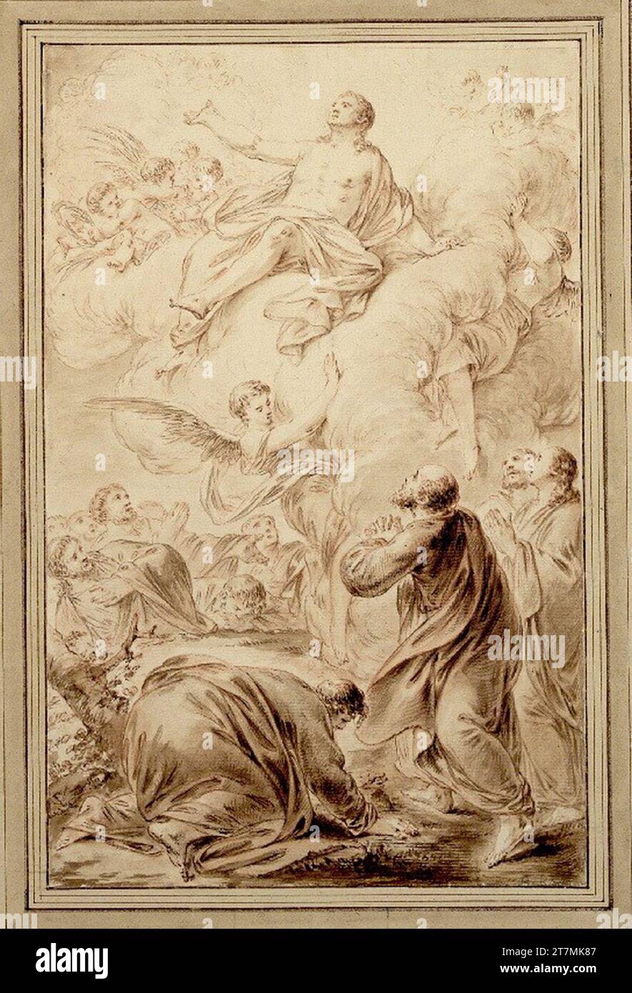 Bernhard Rode Ascension of Christ. Red Chalk , chalk, brush in brown ...