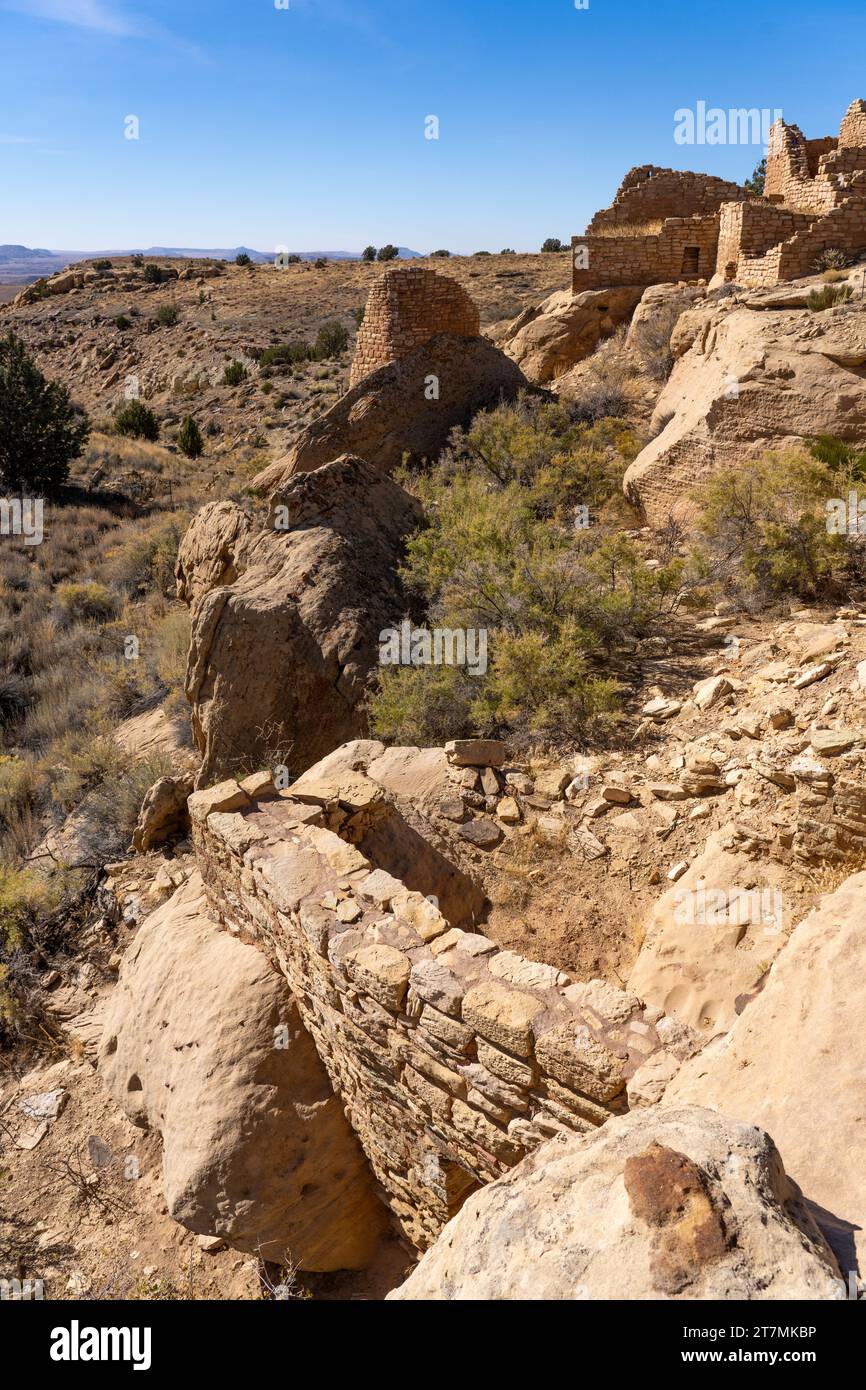The ruins of Ancestral Puebloan structures at the Cajon Pueblo ...