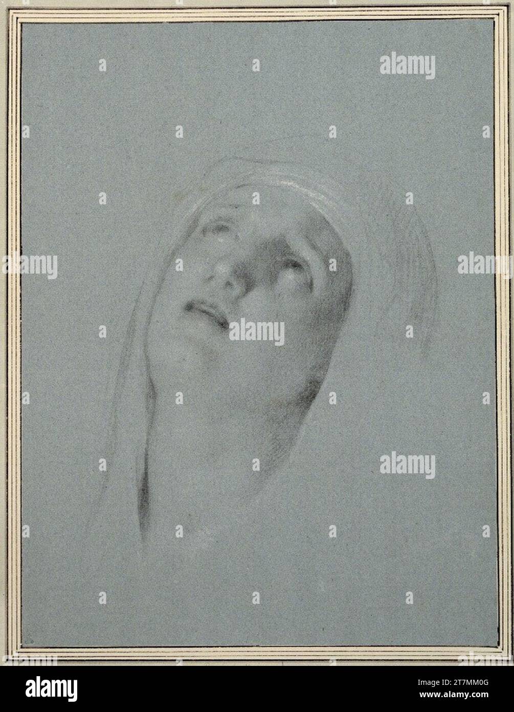 Anton Raphael Mengs Head of the crying Maria. Black and white chalk on ...