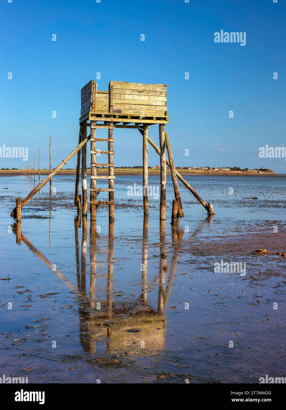 Daytime view in summer of the refuge hut on the Pilgrim's causeway on ...