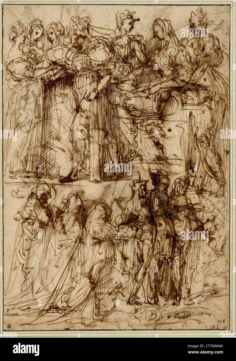 Piero Buonaccorsi gen. Perino del Vaga Study sheet with women's figures ...