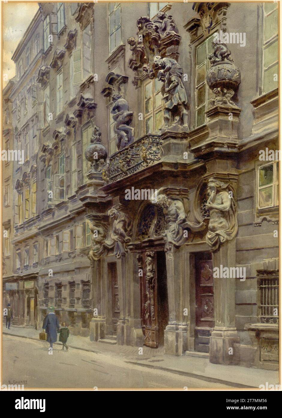 Ernst Graner The Palais Breuner in Singerstrasse. Watercolor Stock ...