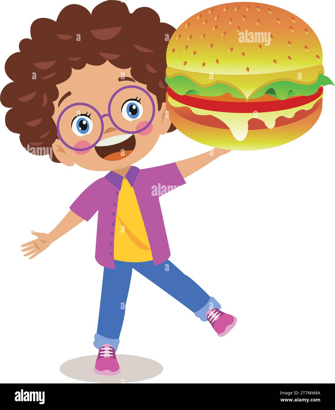 Vector illustration hungry boy eating Cut Out Stock Images & Pictures ...